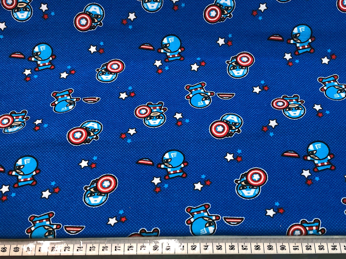 Flannel - F83 Kawaii Avengers - Captain America – Monkey Mama Fabrics ...
